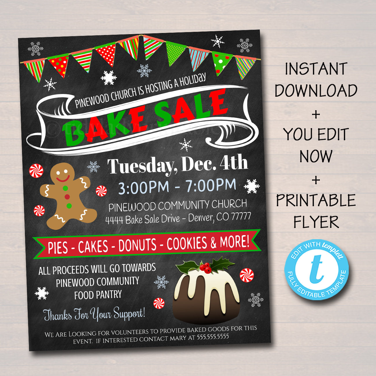 Cookie Bake Off Flyer Holiday Bake Sale Flyer Invite | TidyLady