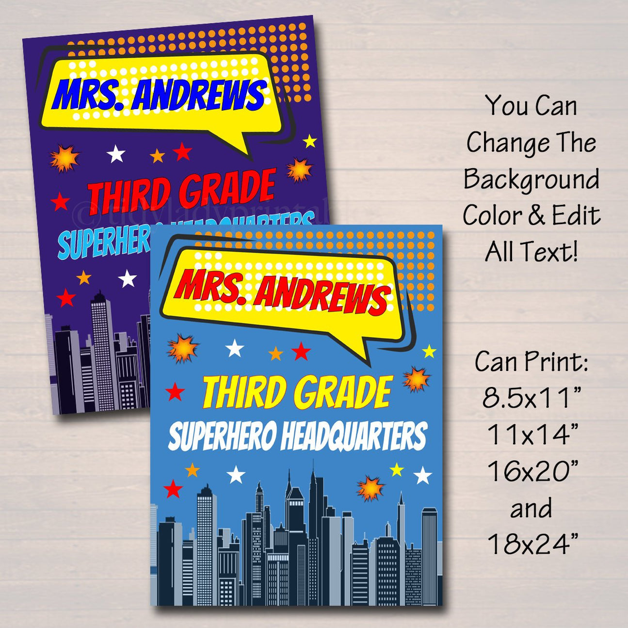 SuperHero Teacher Classroom Door Sign | TidyLady Printables