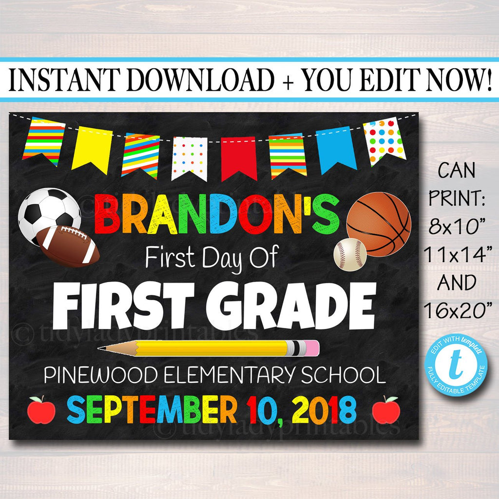Sports Theme First Day Of School Signs | TidyLady Printables