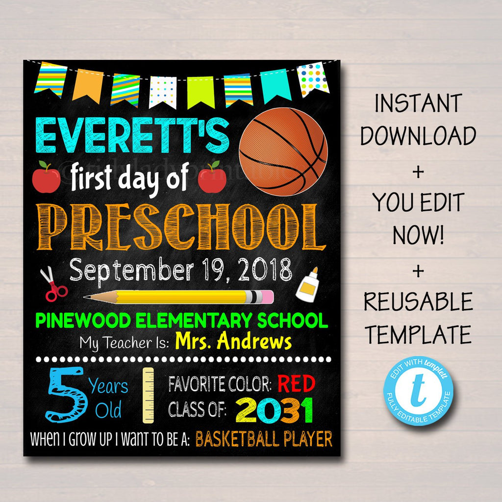 Sports Theme First Day Of School Signs | TidyLady Printables
