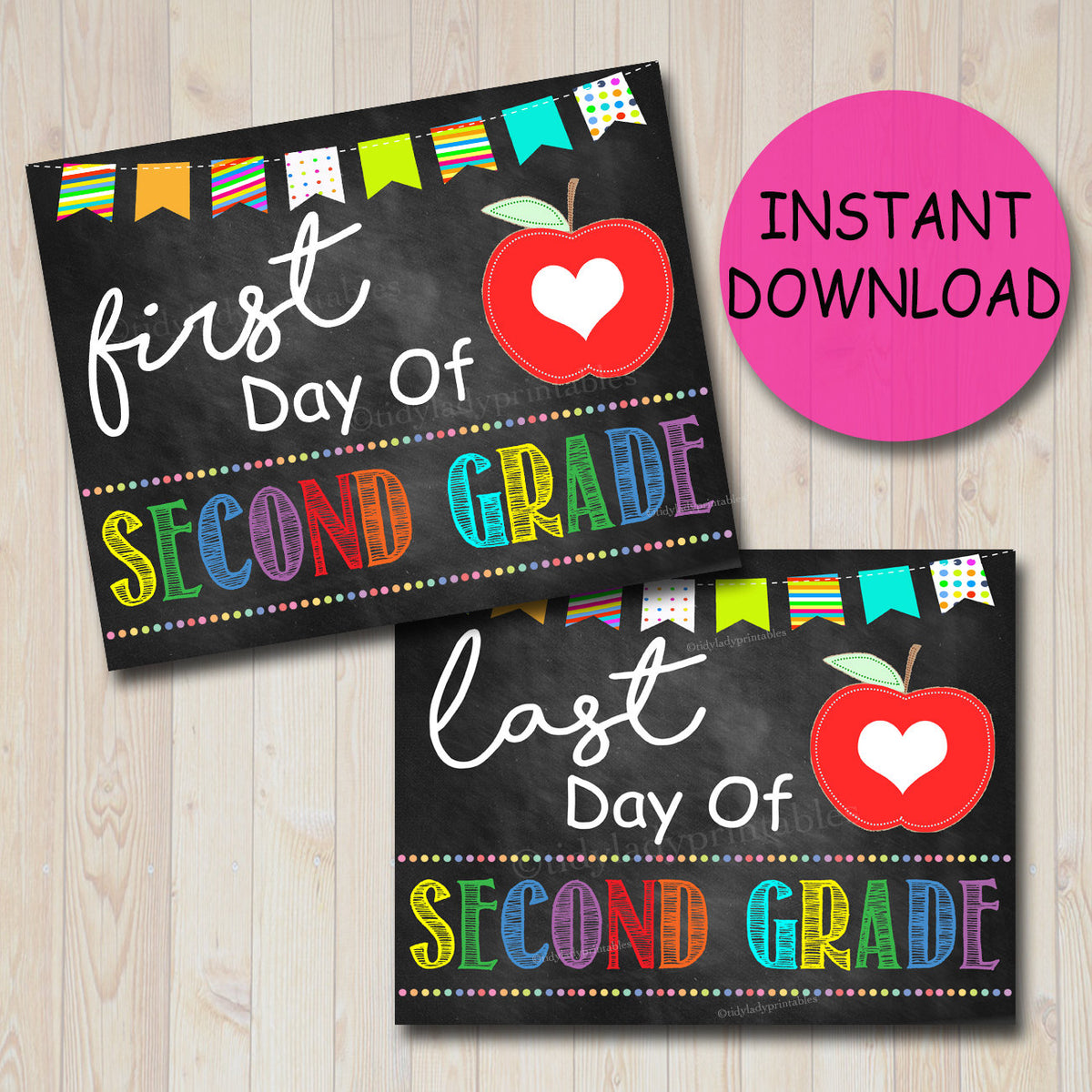 First & Last Day Of Second Grade Printable Sign Set — TidyLady Printables