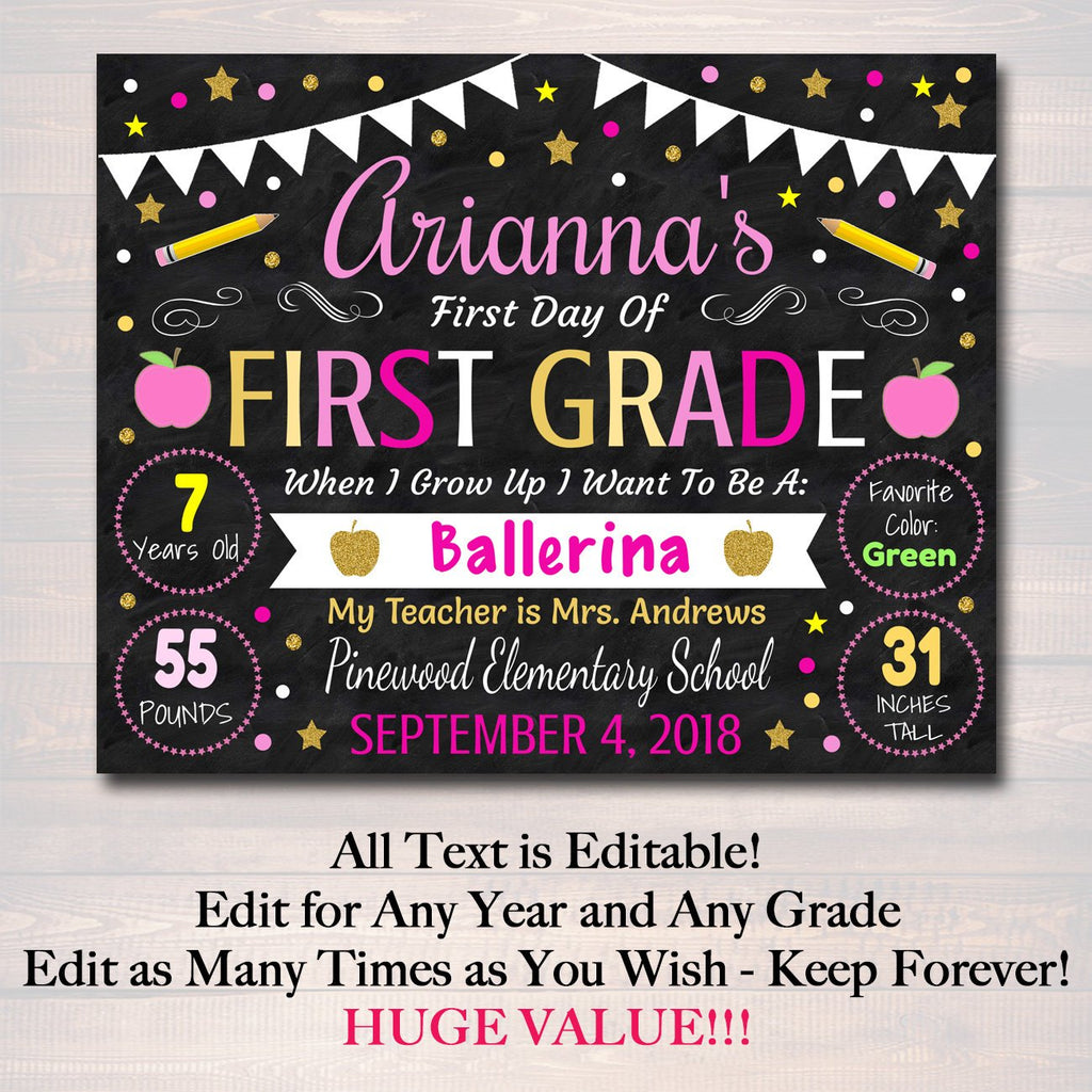 First Day Of School Signs For Girls | TidyLady Printables