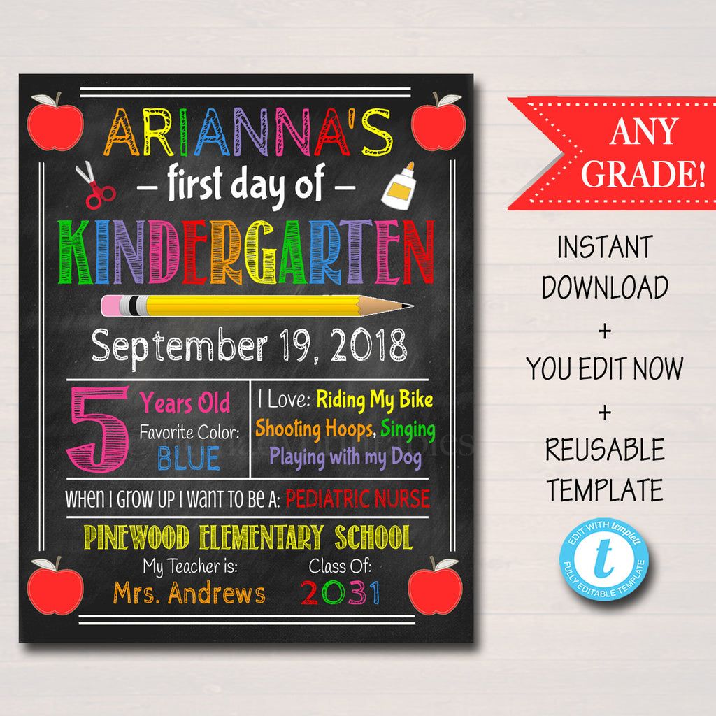 Editable First Day Of School Signs | TidyLady Printables — Page 2