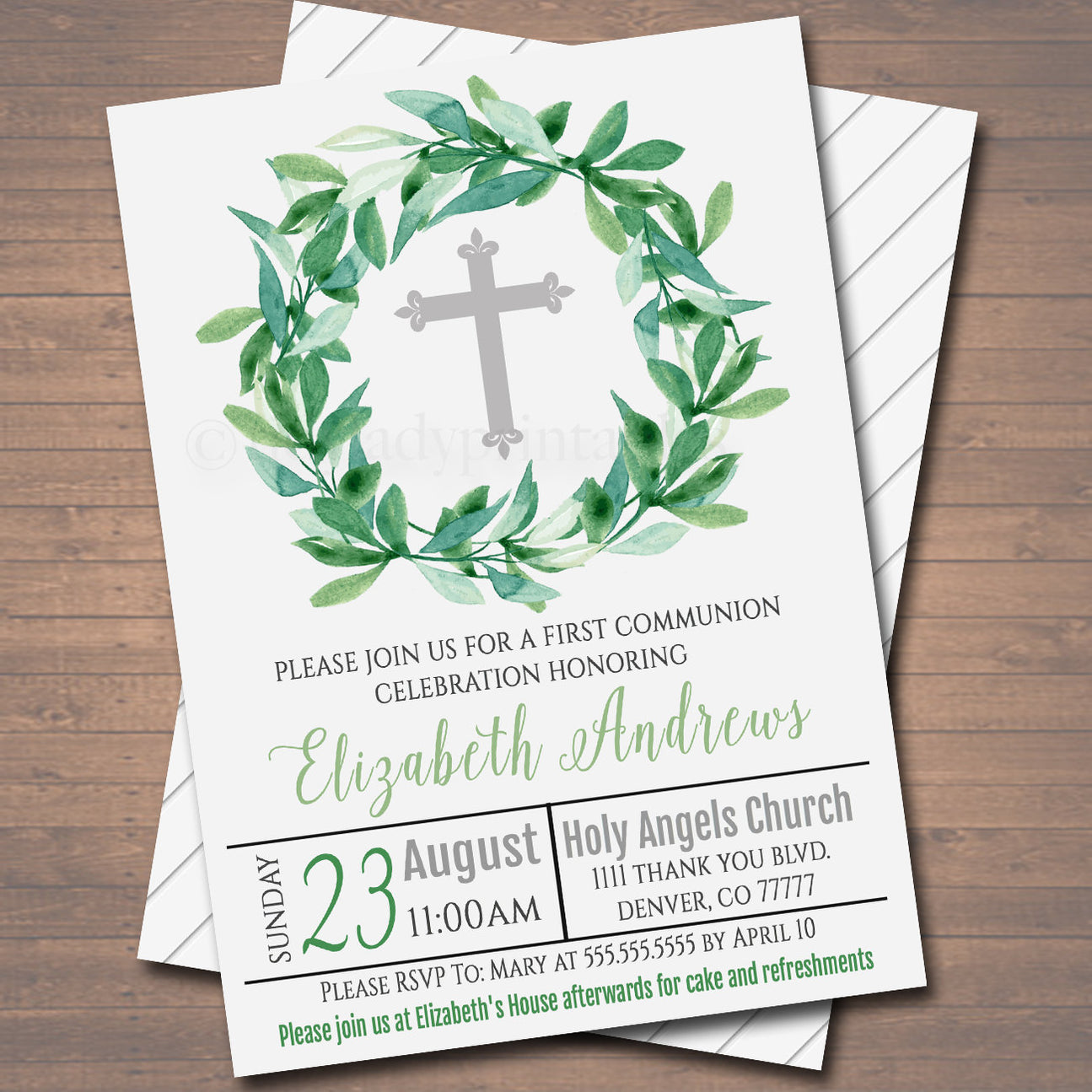 Religious Invitation, Holy Christian Baptism Invite Diy Confirmation F ...