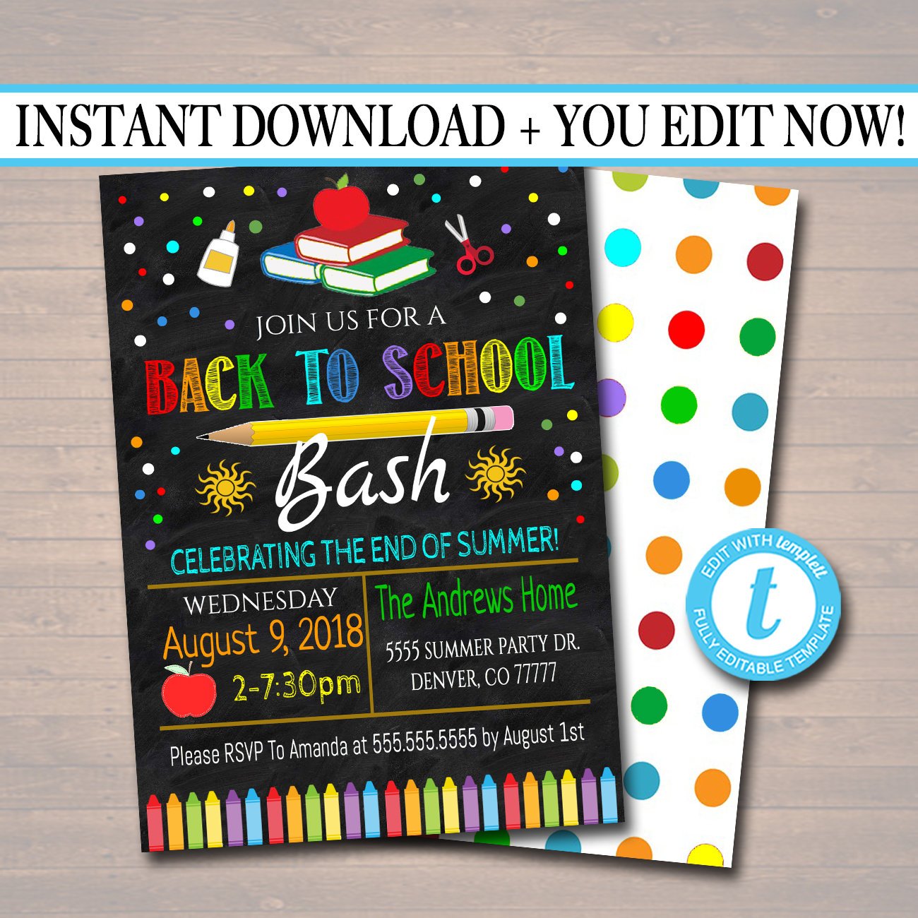 School Theme Invitation Childrens Halloween Party Invitation Kids