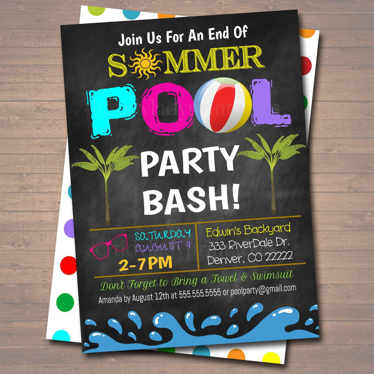 End of Summer Pool Party Invitation - Printable DIY Template — TidyLady ...