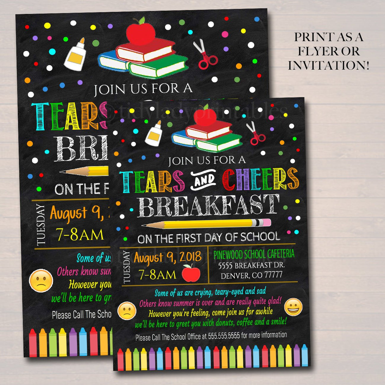 Tears And Cheers Breakfast Event Invite & Flyer Printable — TidyLady ...