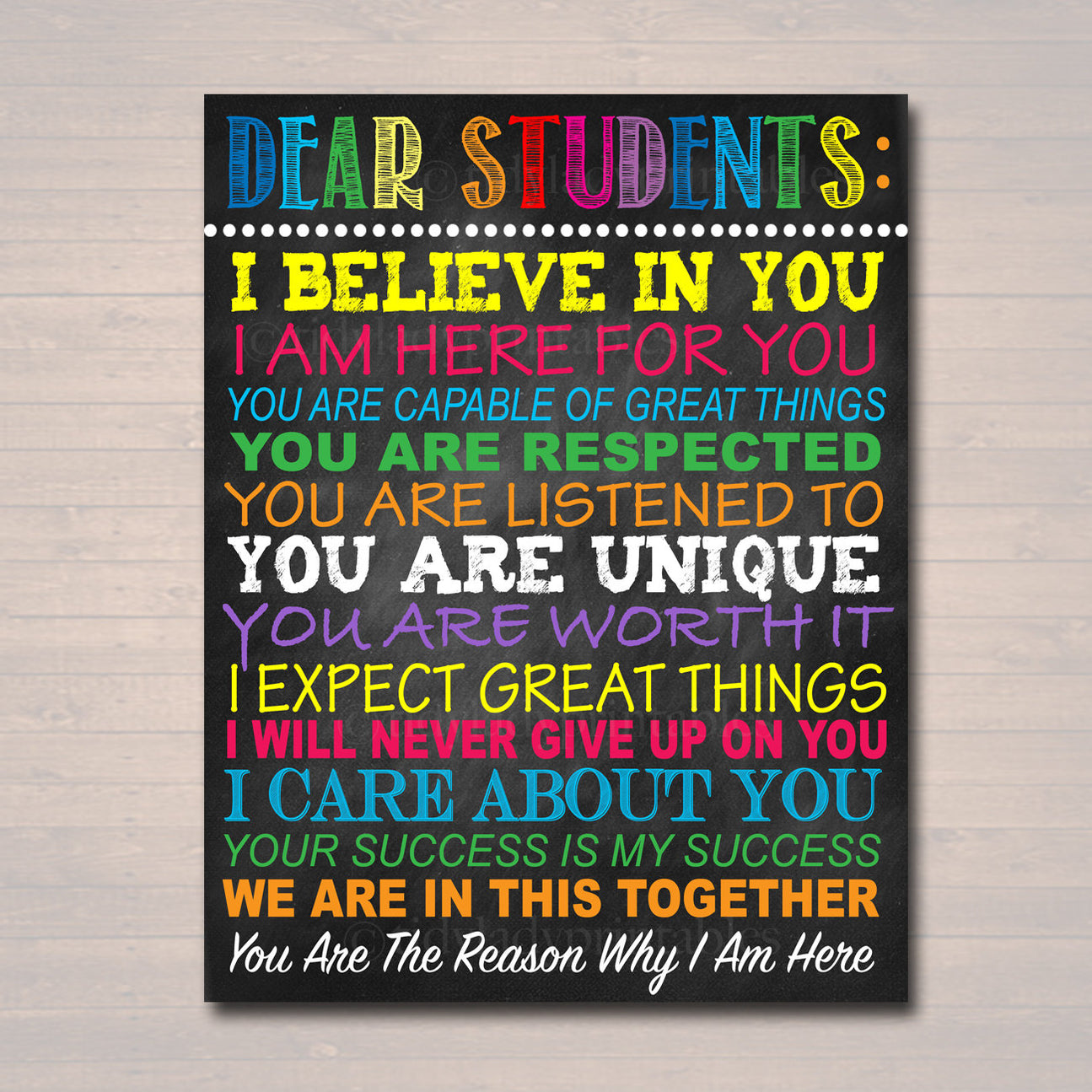 Dear Students Classroom Teacher Poster | TidyLady Printables