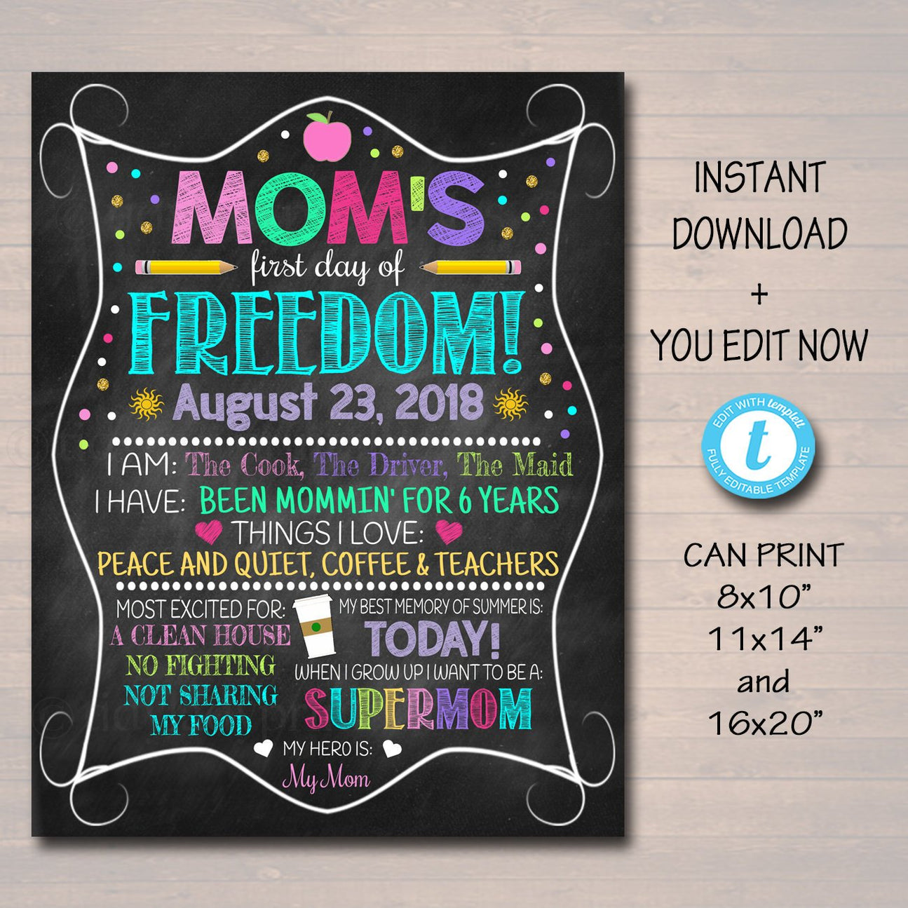 Mom's Day Out Back to School Sign | TidyLady Printables