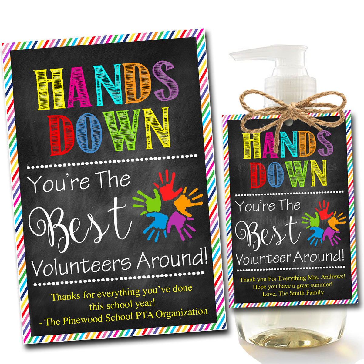 Soap Label Tags, End of School Year Vounteer Gift Printable Volunteer ...