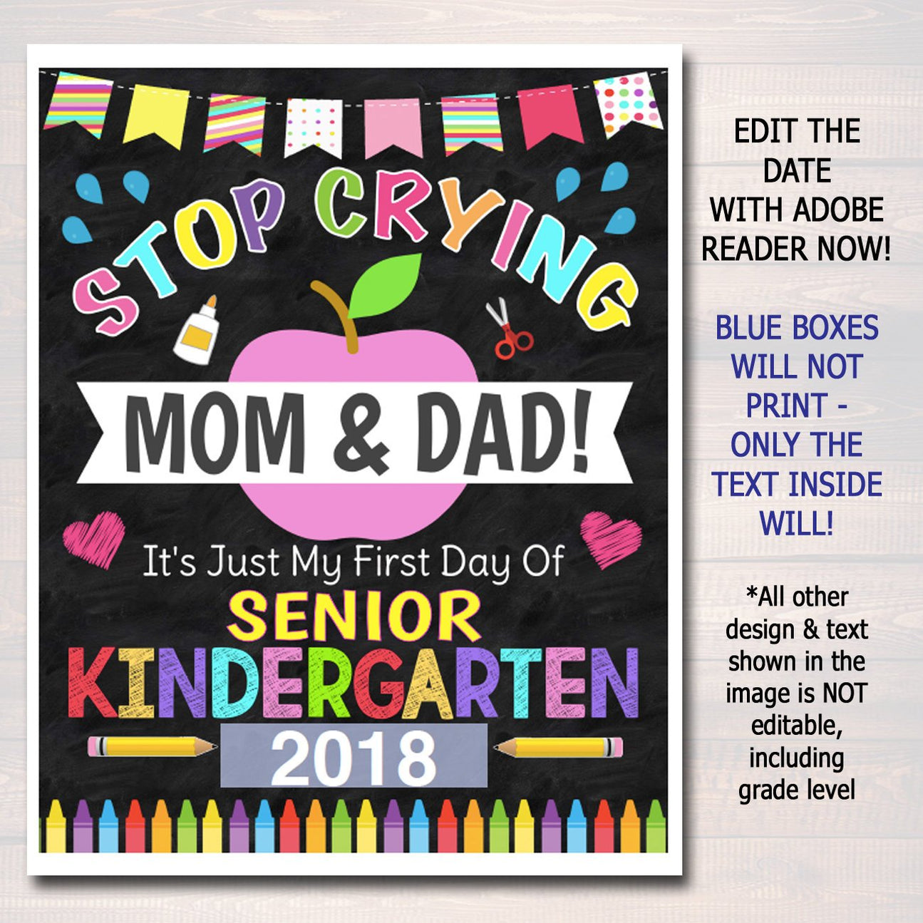Stop Crying Mom & Dad Back to School Printable Sign — TidyLady Printables