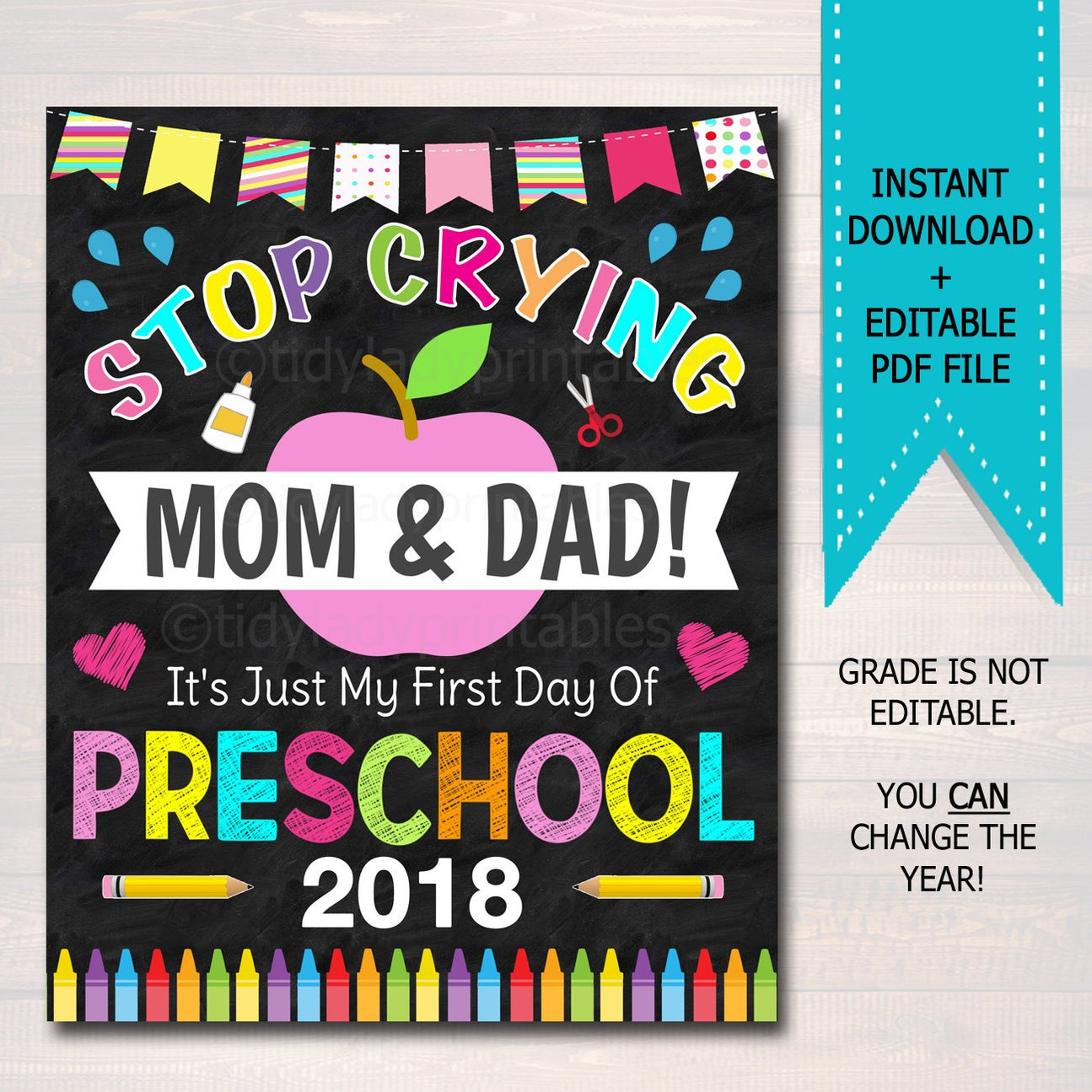 Stop Crying Mom & Dad Preschool Chalkboard Printable Sign — TidyLady ...