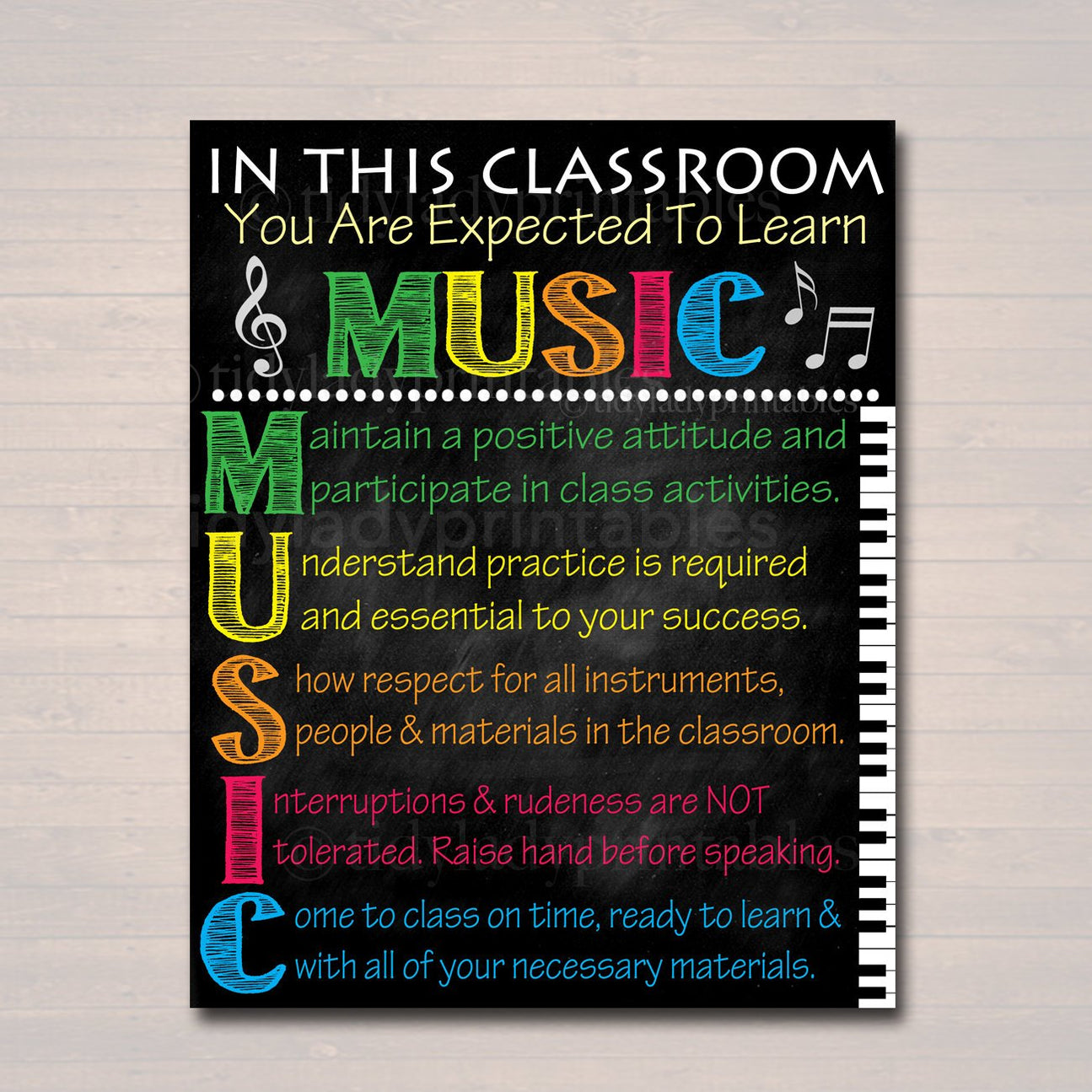 MUSIC Acronym Classroom Poster | TidyLady Printables