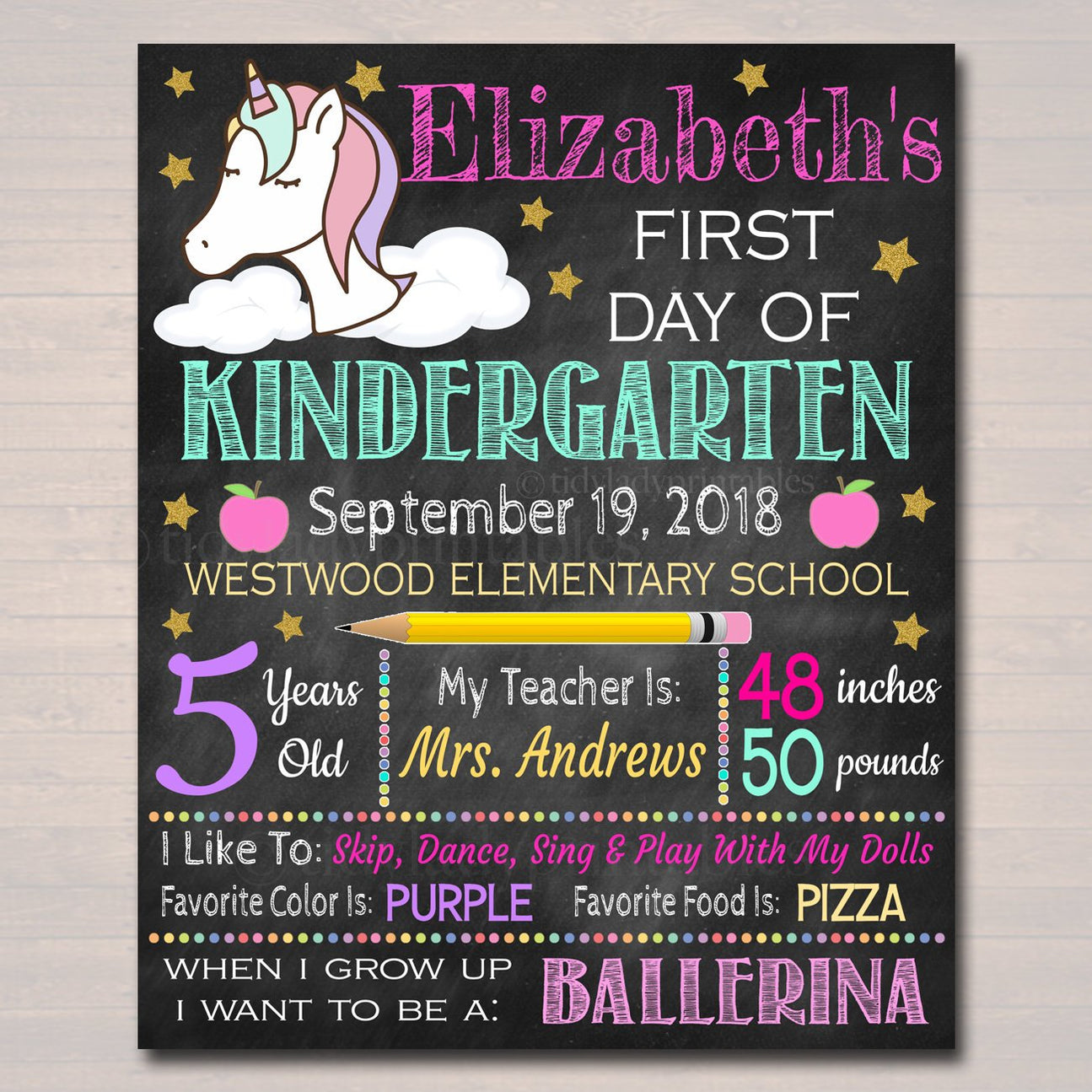 First Day Of School Unicorn Sign | TidyLady Printables