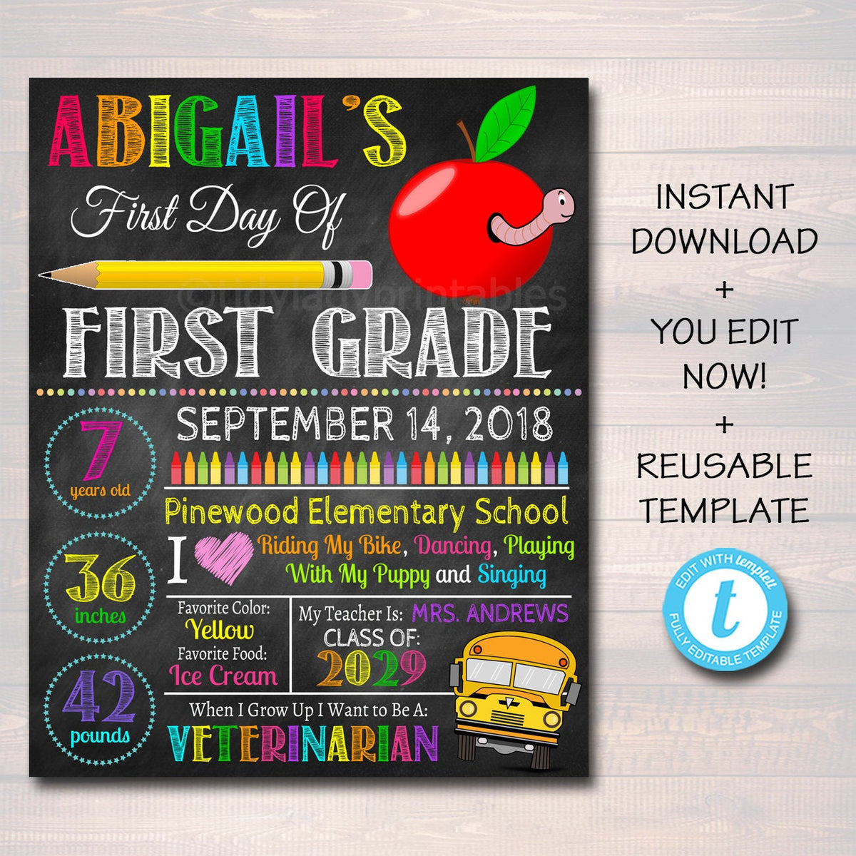 First Day of School Chalkboard Sign Printable — TidyLady Printables