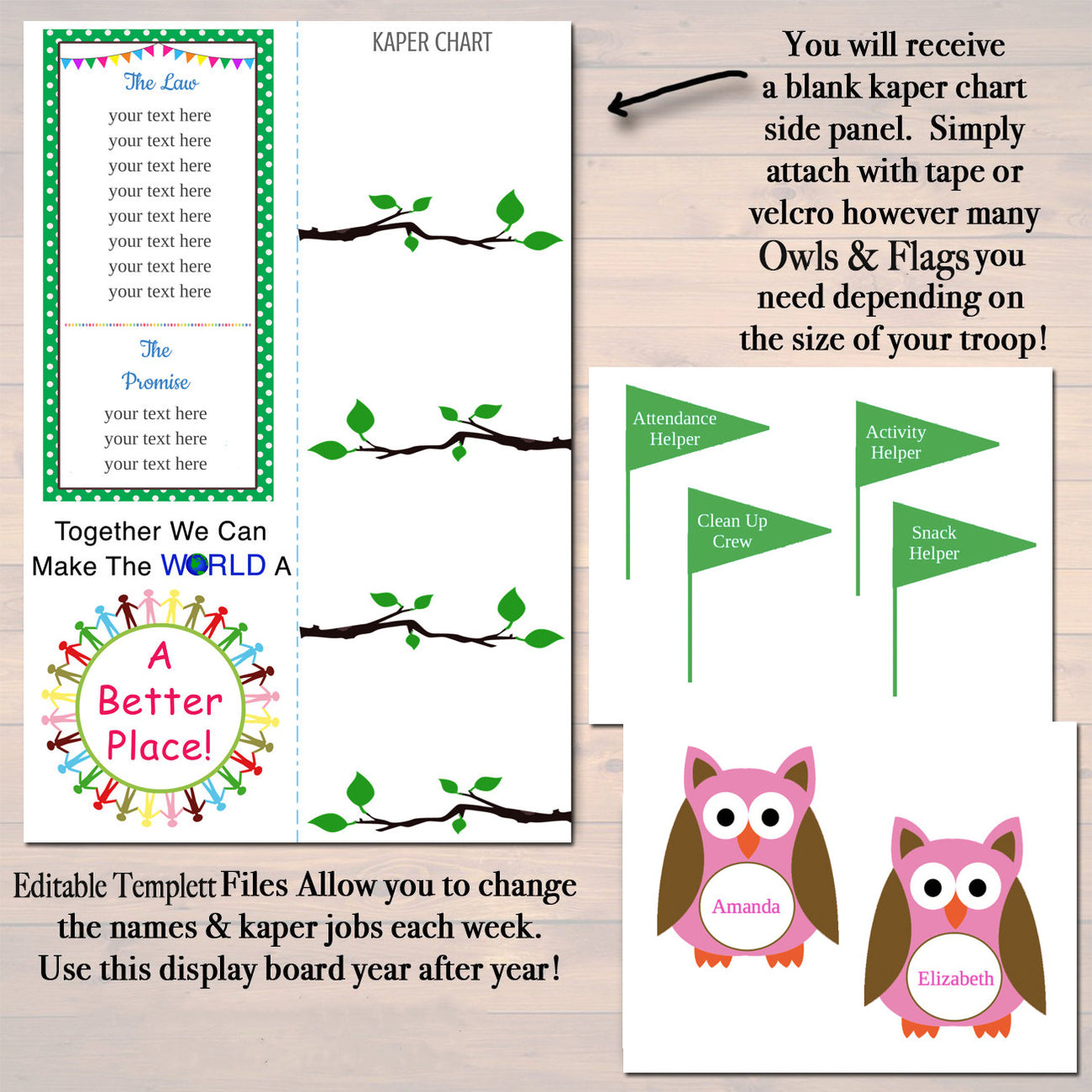 Brownie Kaper Chart & Meeting Display Board INSTANT + Brownie, Troop L ...