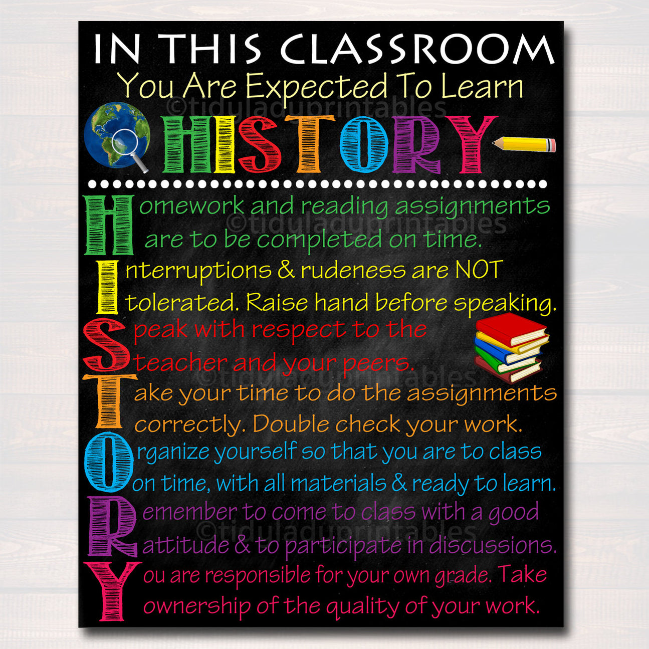 HISTORY Acronym Classroom Poster | TidyLady Printables