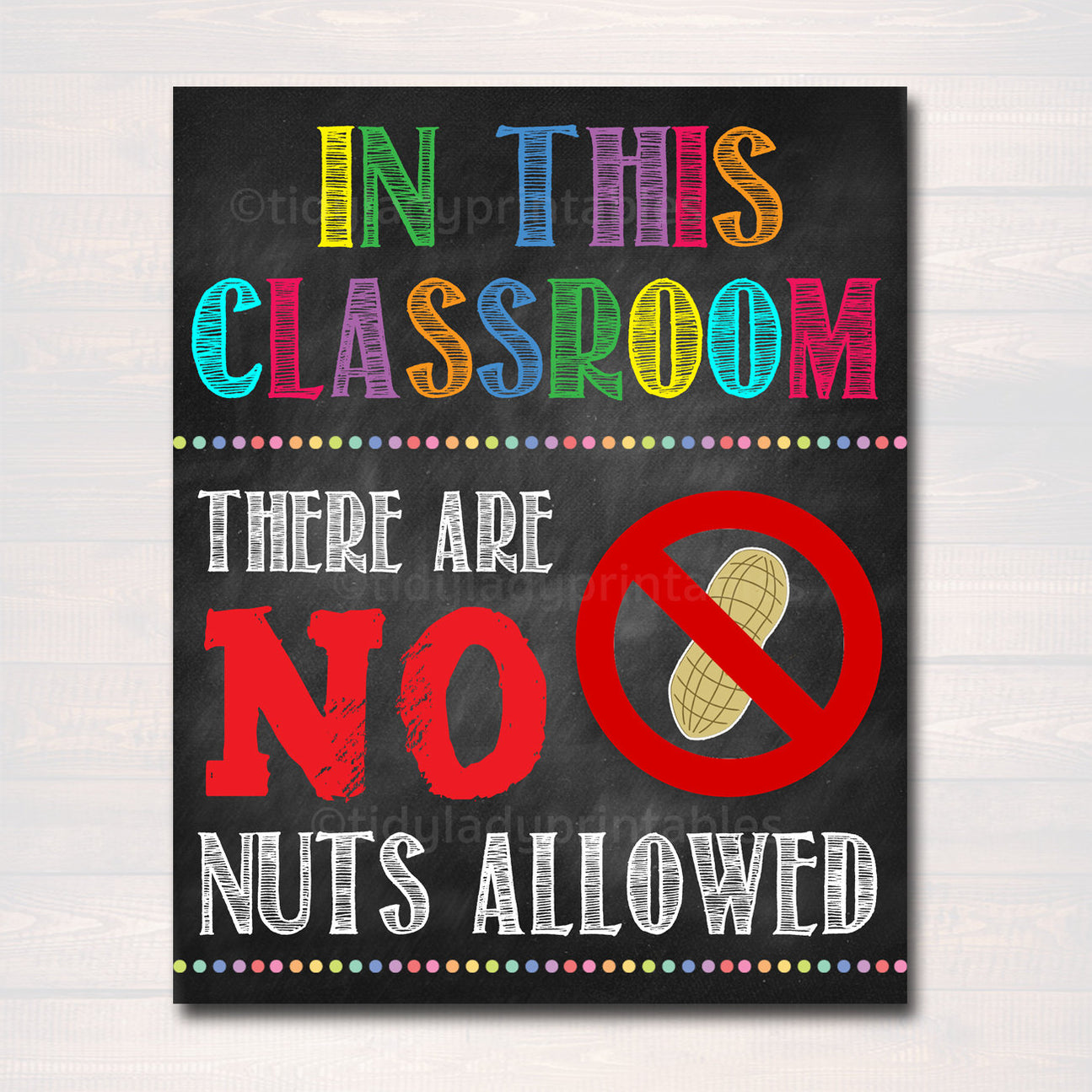 No Nuts Allowed School Poster — TidyLady Printables