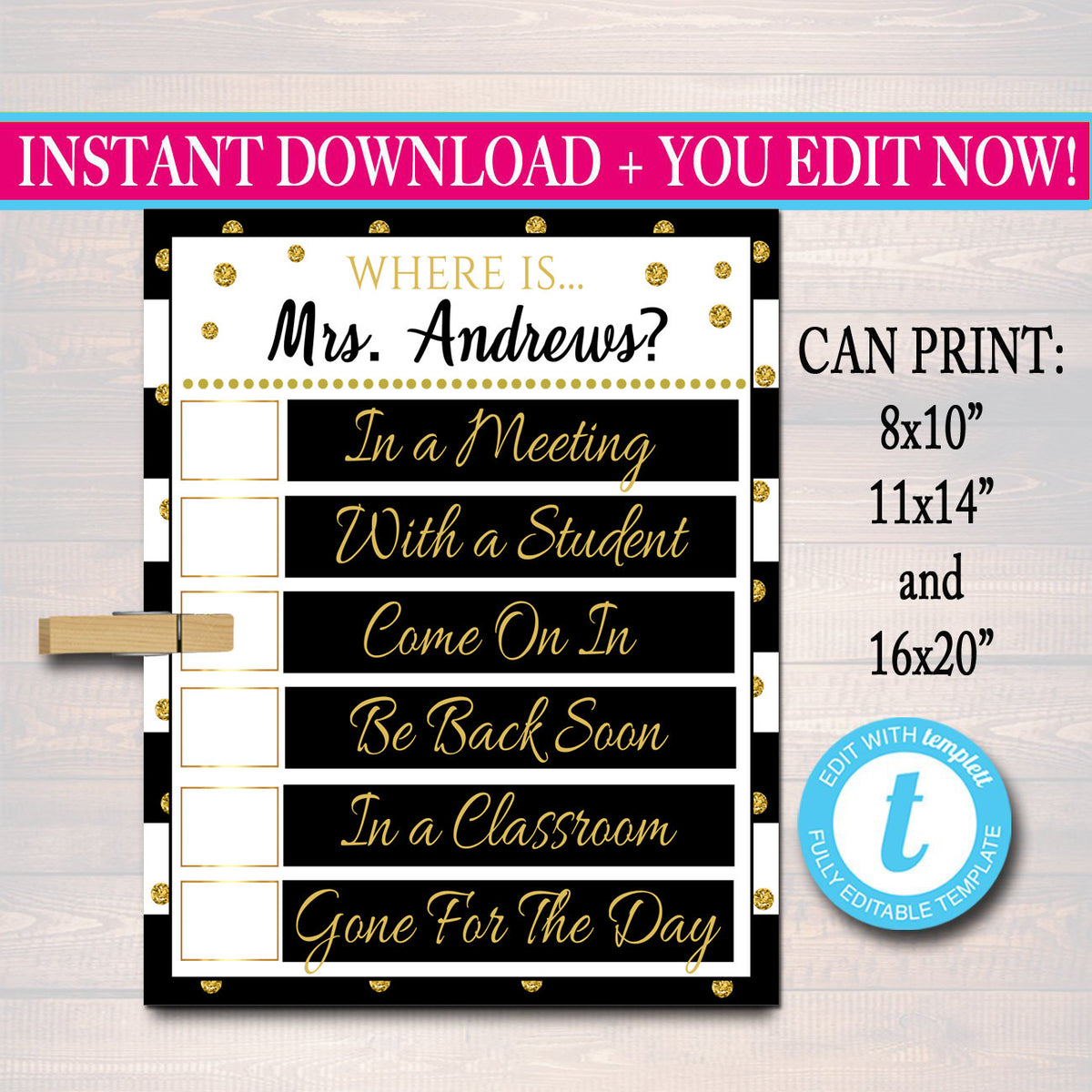 Where Is the Teacher - Printable Classroom Door Sign — TidyLady Printables