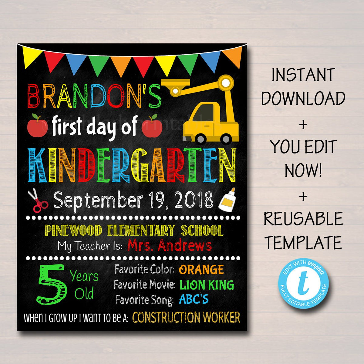 First Day Of School Truck Sign | TidyLady Printables
