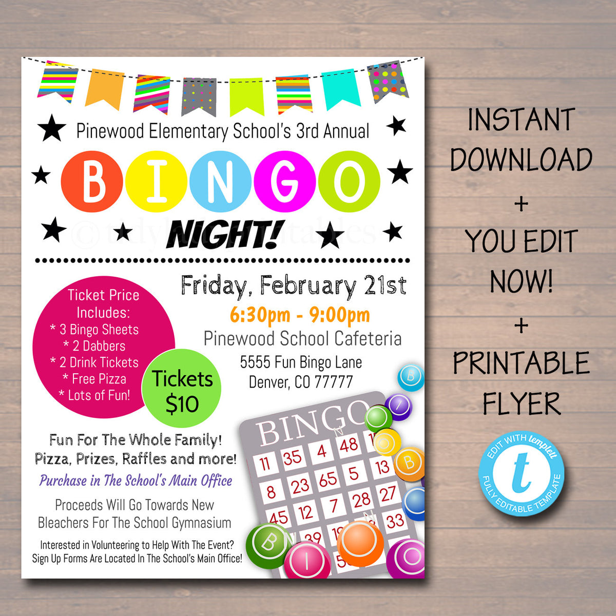 Bingo Night Event Flyer Template | TidyLady Printables