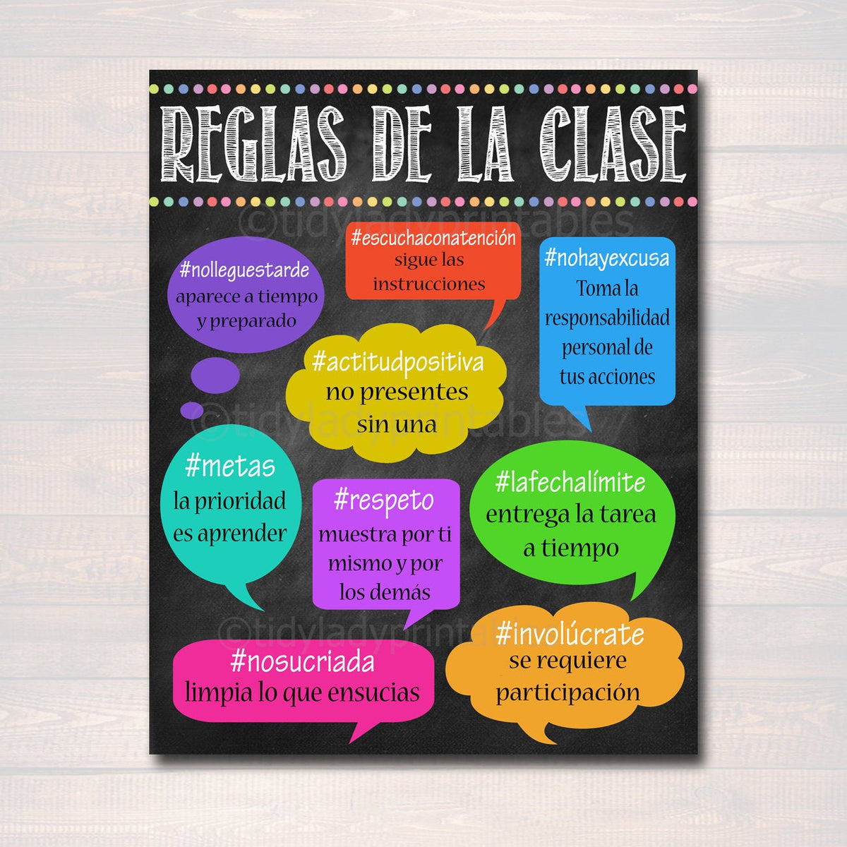 Spanish Classroom Rules Poster | TidyLady Printables