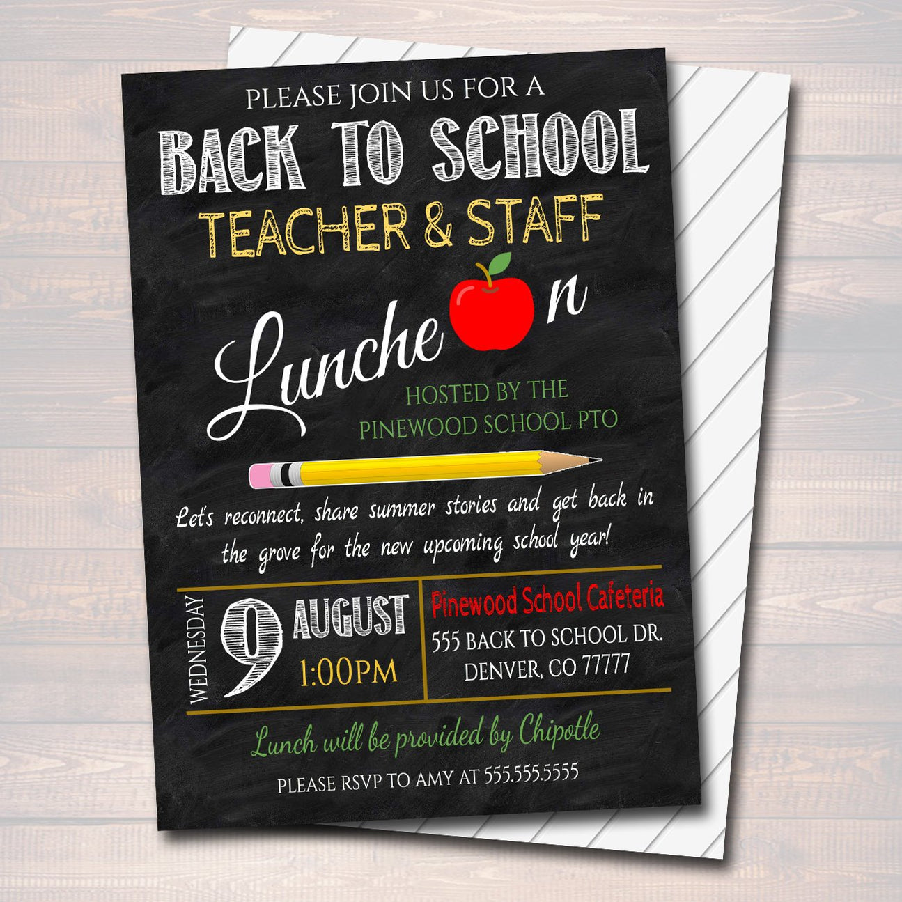 Back To School Teacher Staff Luncheon Invite Printable — TidyLady ...
