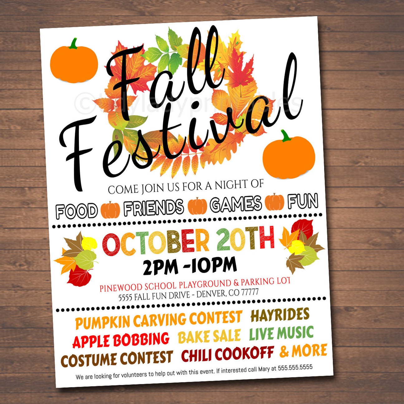 Fall Festival Fall Harvest Flyer | TidyLady Printables