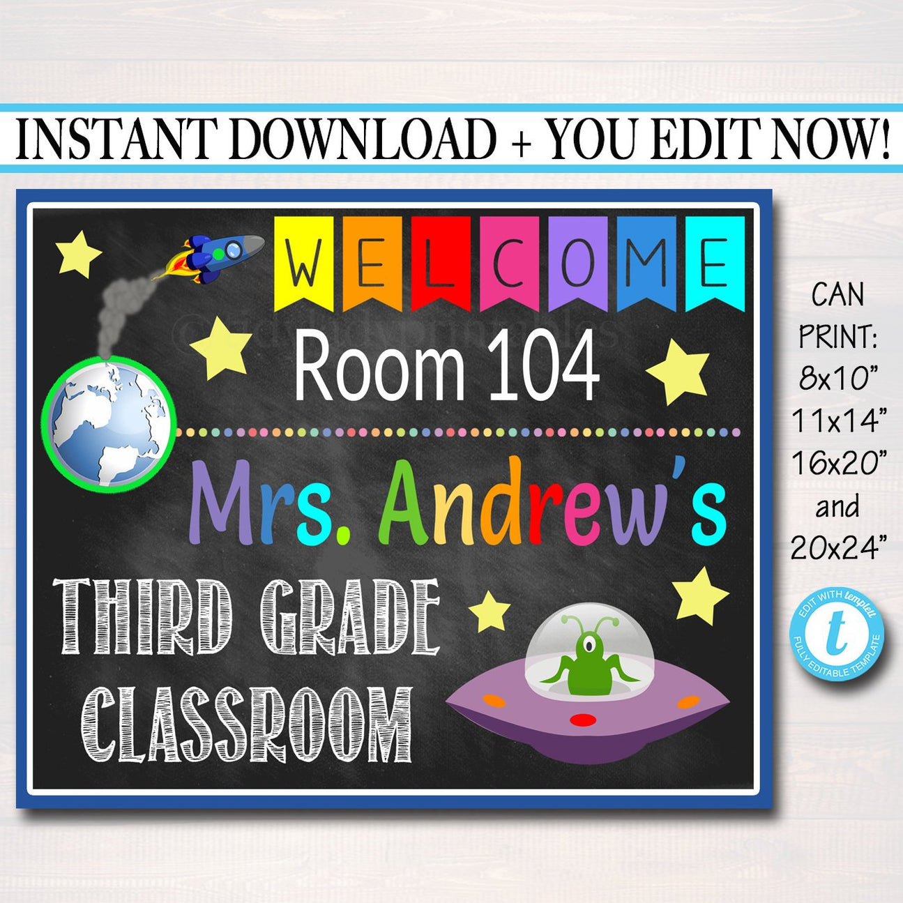 Outer Space Theme Classroom Door Sign | TidyLady Printables