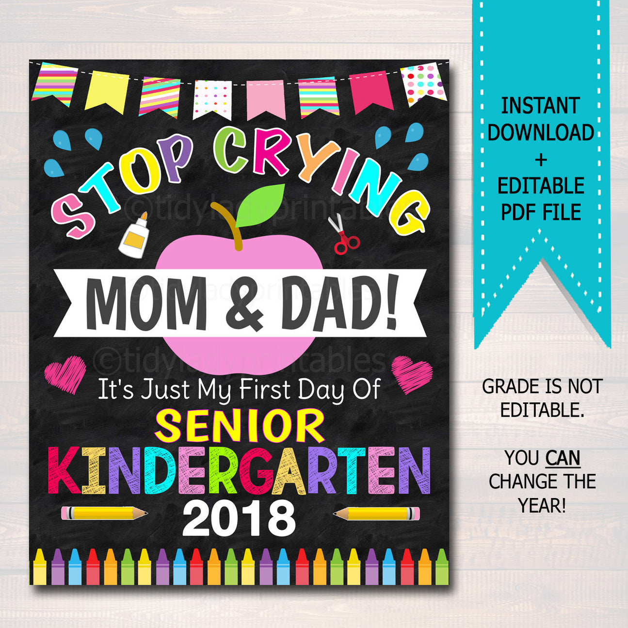 Stop Crying Mom & Dad Back to School Printable Sign — TidyLady Printables