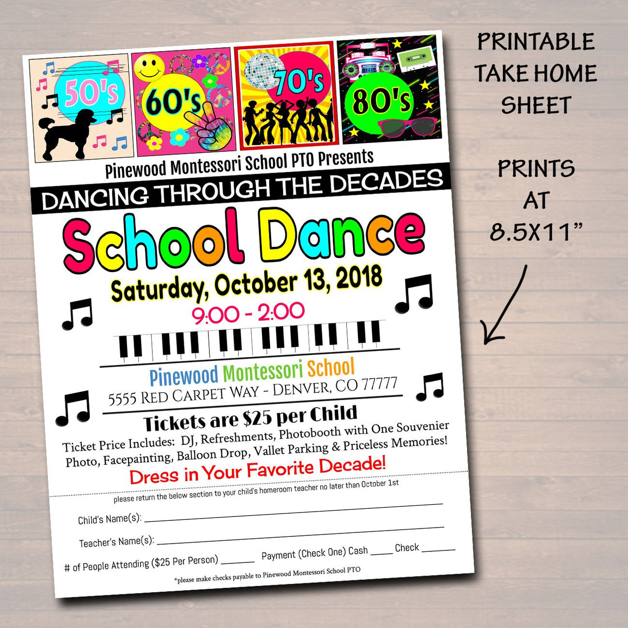 Dancing Through The Decades School Dance Set, Dance Flyer Party Fundra ...