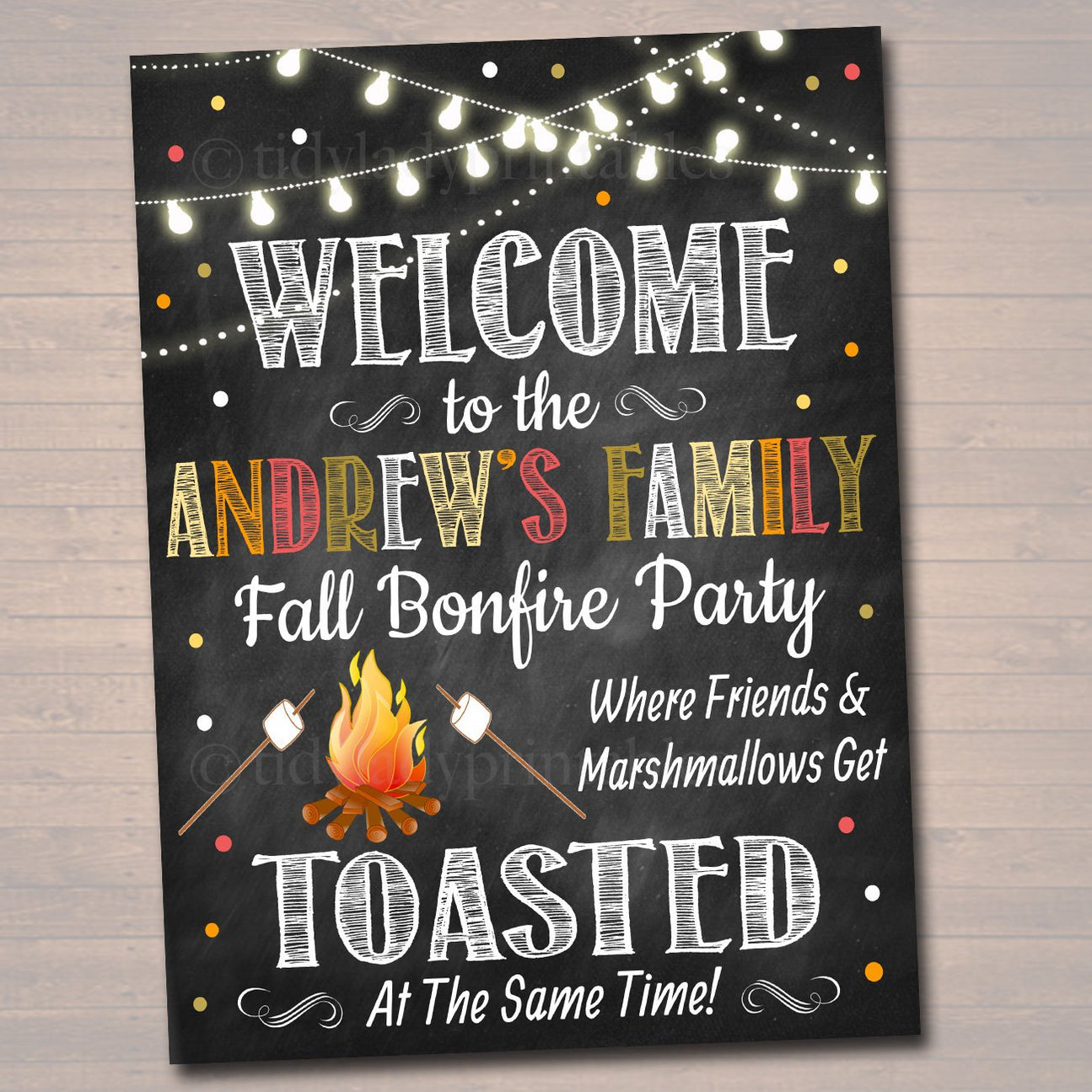 Personalized S'mores Bonfire Party Sign — TidyLady Printables