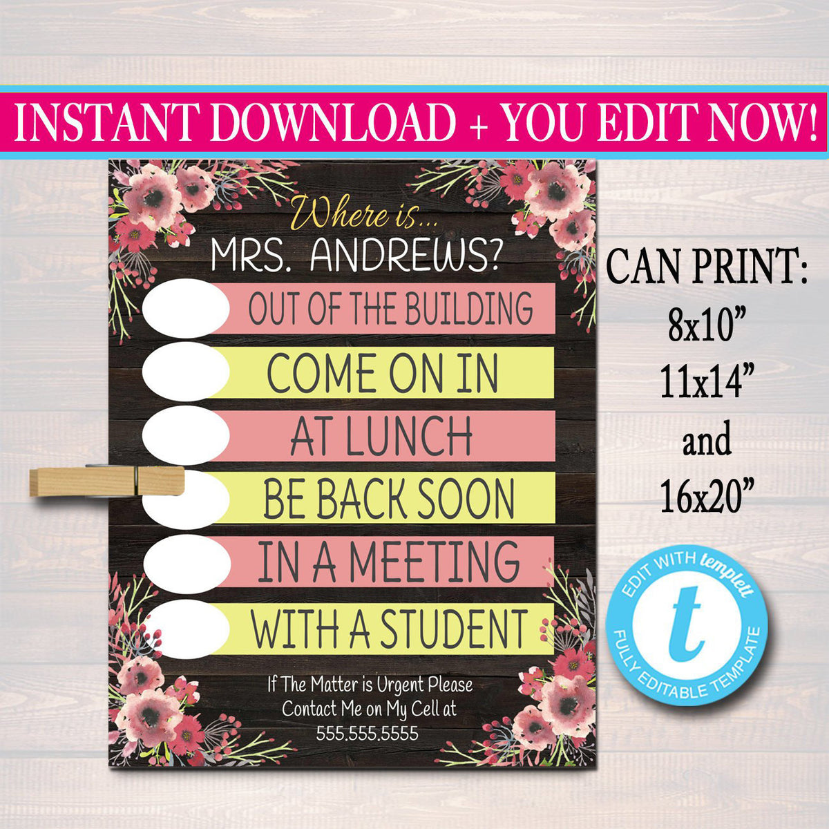 Where Is The Teacher Door Sign | TidyLady Printables