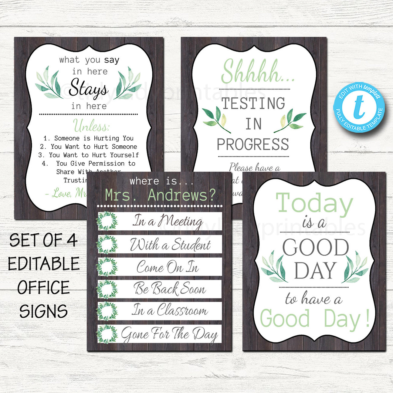 Farmhouse Themed Counseling Office Poster Set — TidyLady Printables