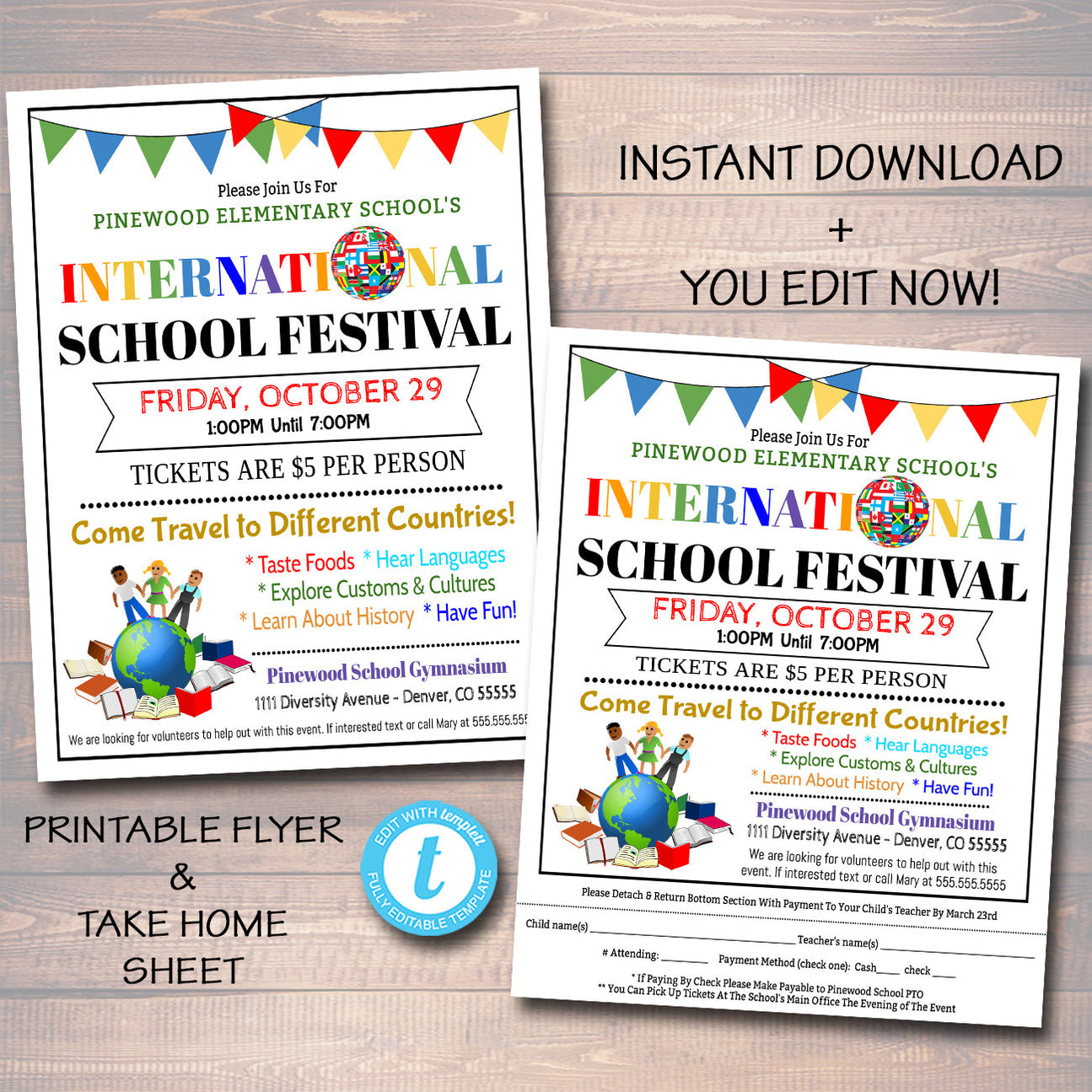 International School Festival Flyer Invite Set - Template — TidyLady ...