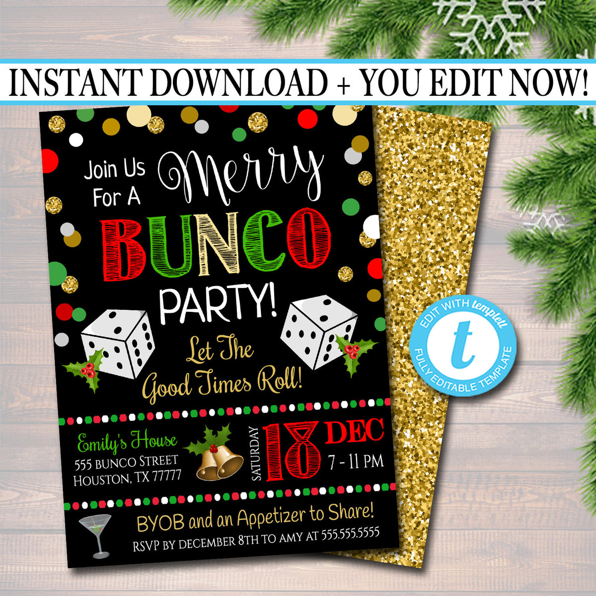 Christmas Bunco Party Invite | TidyLady Printables