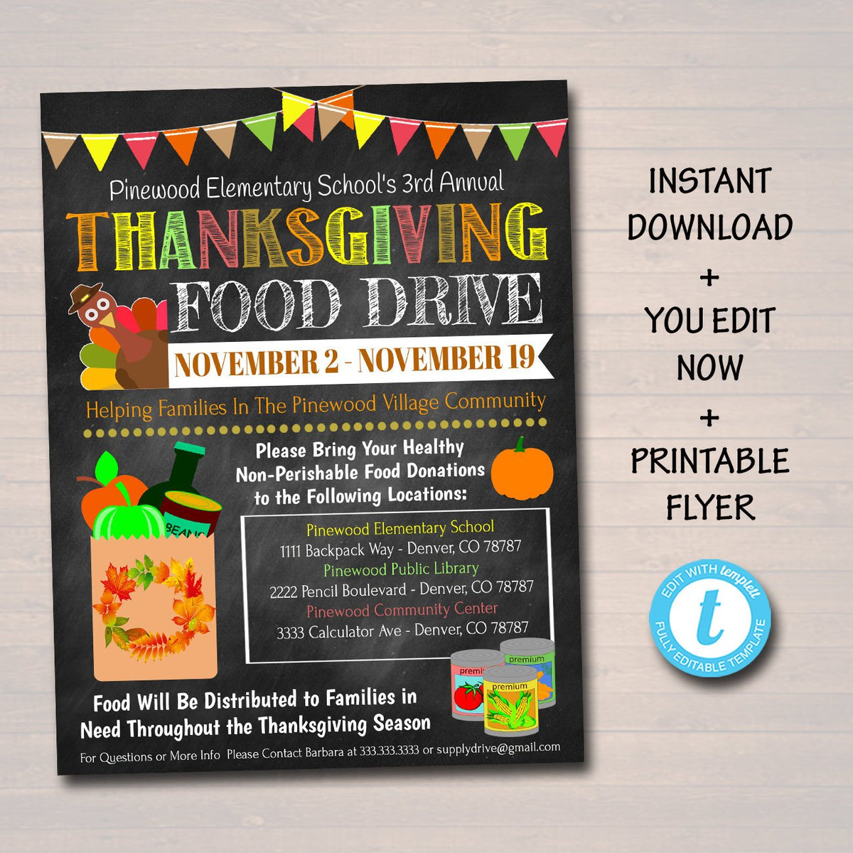 Fall Food Drive Event Flyer | TidyLady Printables