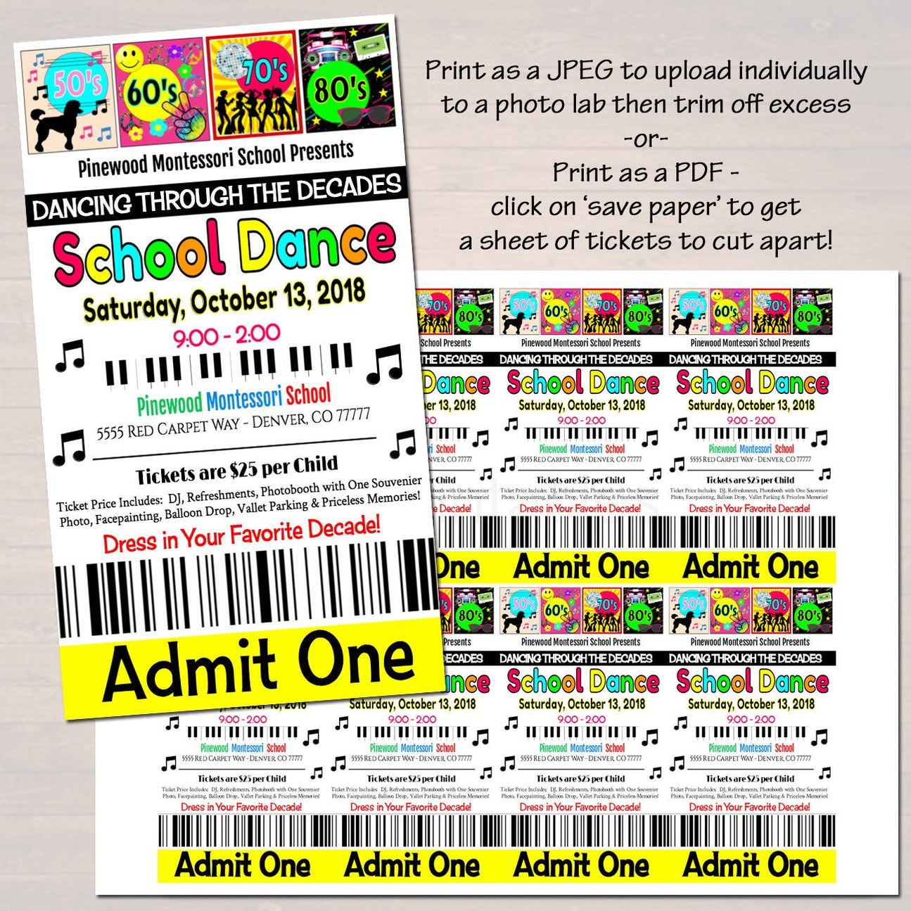 Dancing Through The Decades School Dance Set, Dance Flyer Party Fundra ...