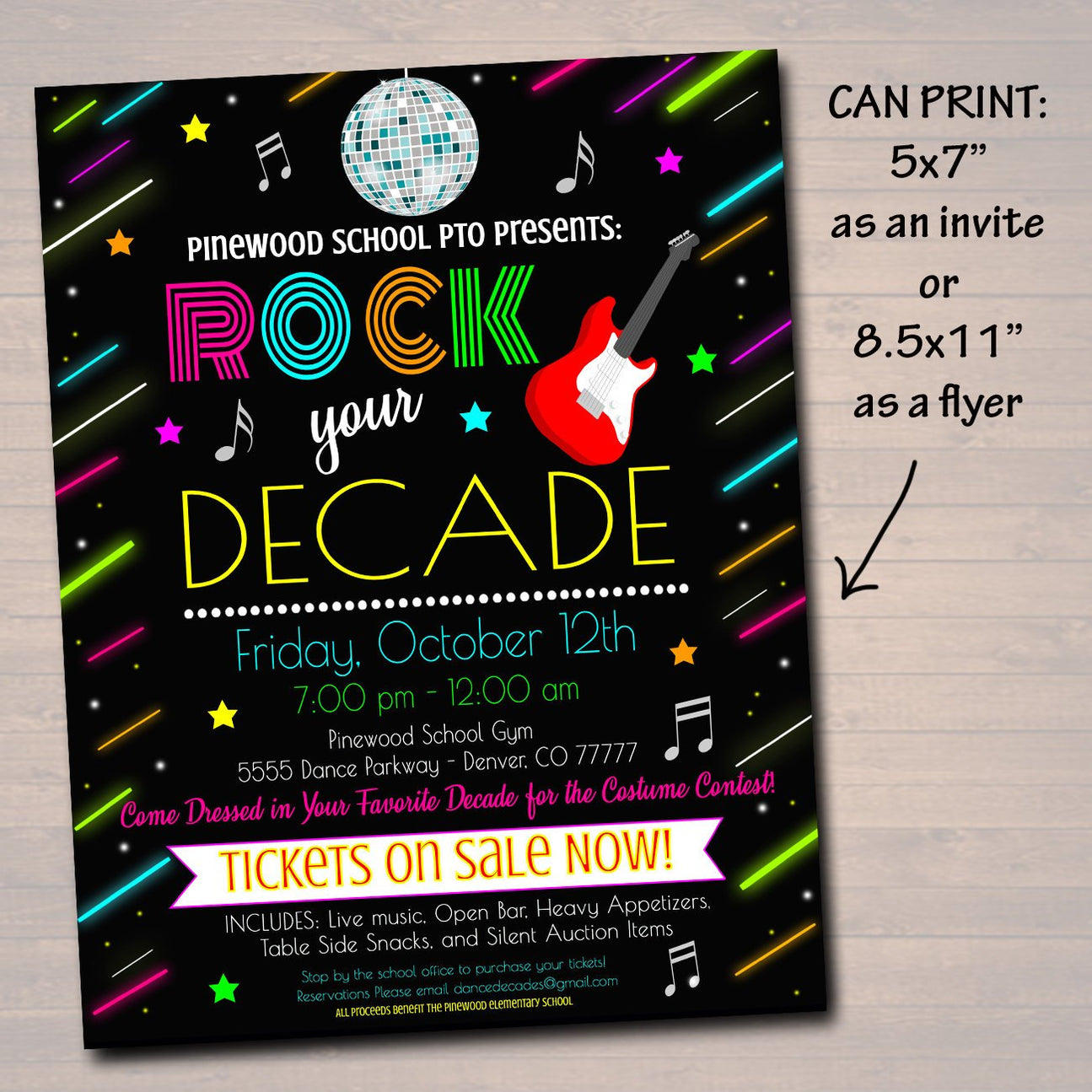 Rock The Decade School Dance Set, Dance Flyer Party Fundraiser Church ...