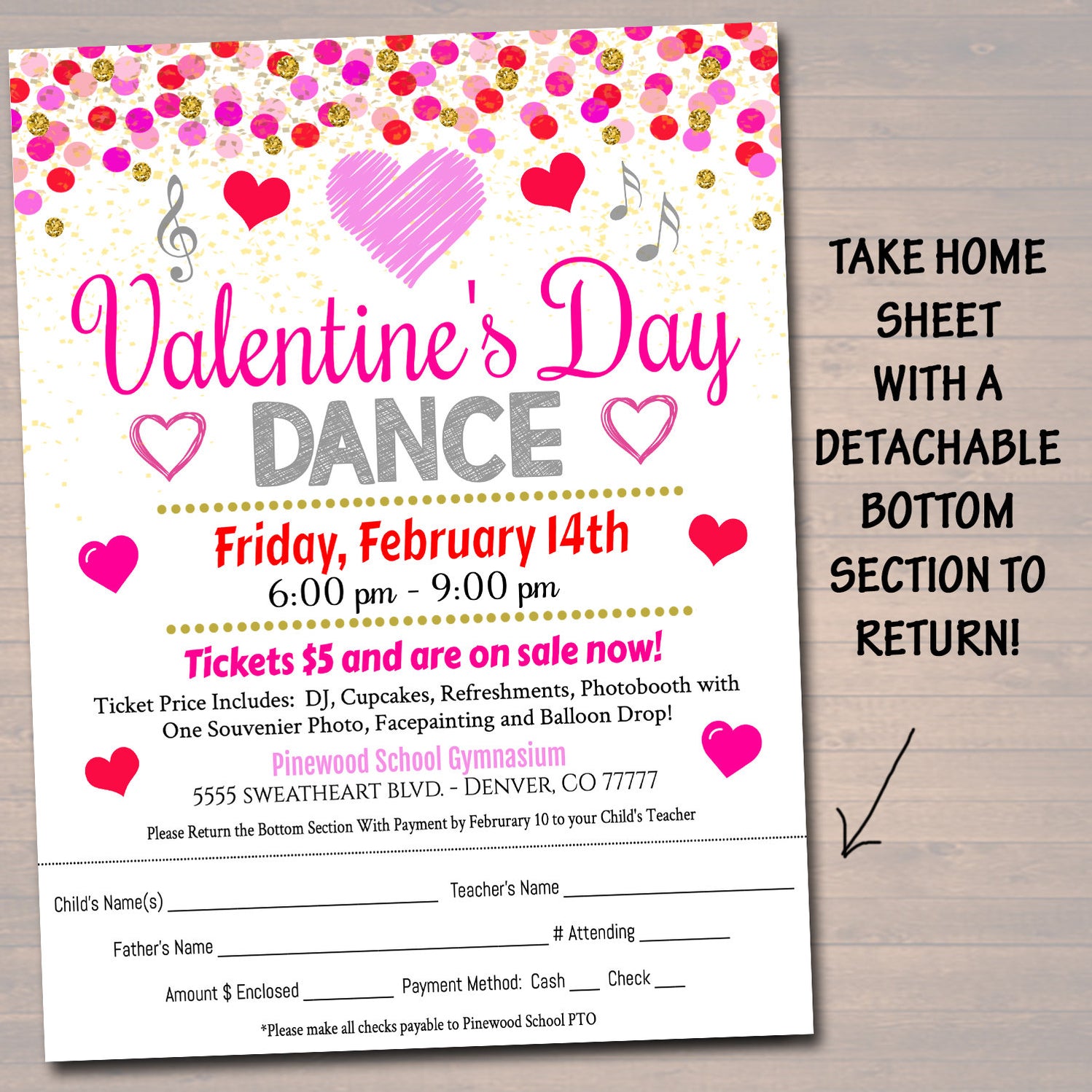 Valentine's Day Dance Set School Dance Flyer Party Invite, Church Comm ...