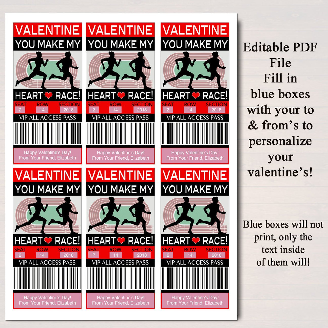 Track Ticket Valentine's Day Card | TidyLady Printables