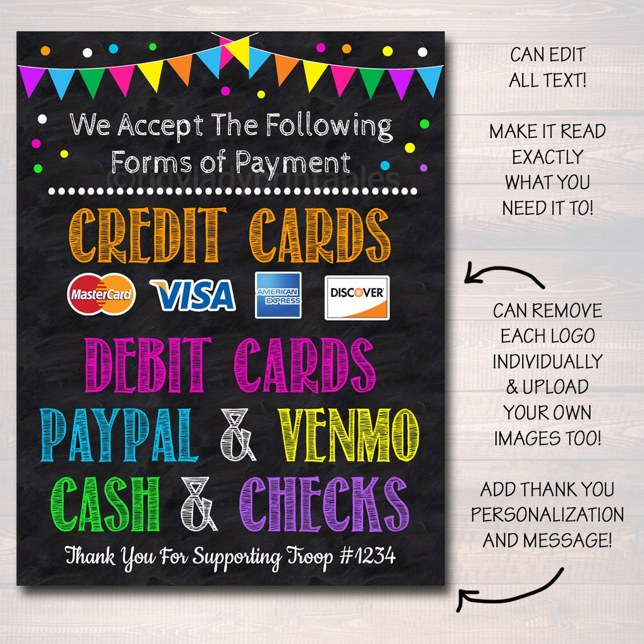 Credit Card Sign, Fundraising Booth, Bake Sale, Cookie Booth Sign We A ...
