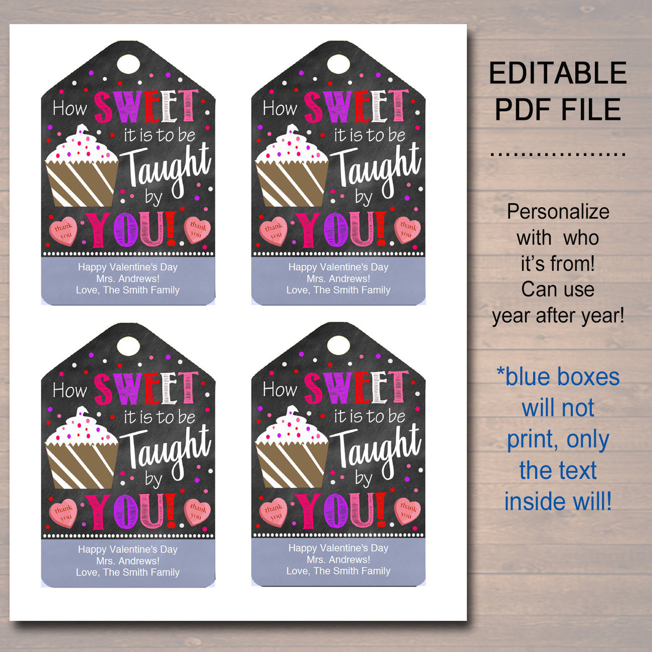 Valentine's Day Teacher Staff Gift Tag | TidyLady Printables