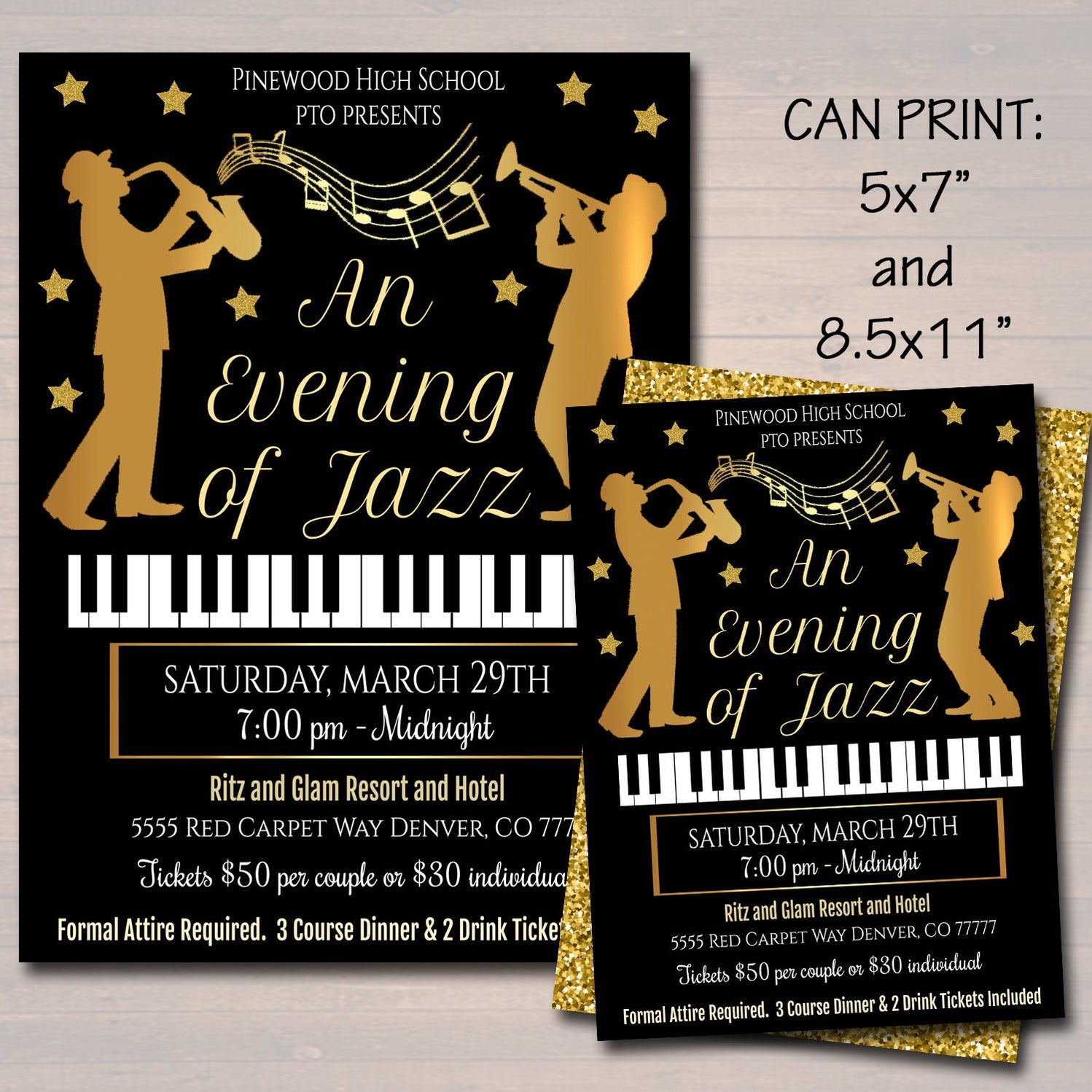 Jazz Benefit Fundraiser Invitation/Flyer/Ticket Set Template — TidyLady ...