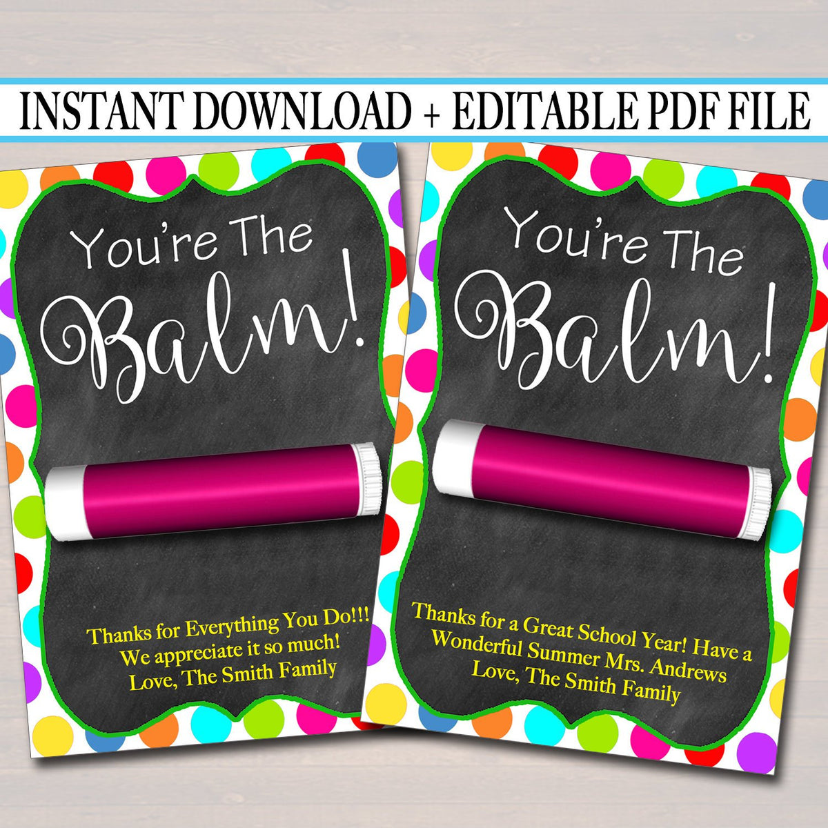 Teacher & Staff Appreciation Lip Balm Printable Gift Tags — TidyLady ...