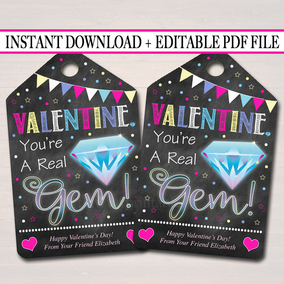 Gem Valentine's Day Gift Tags | TidyLady Printables