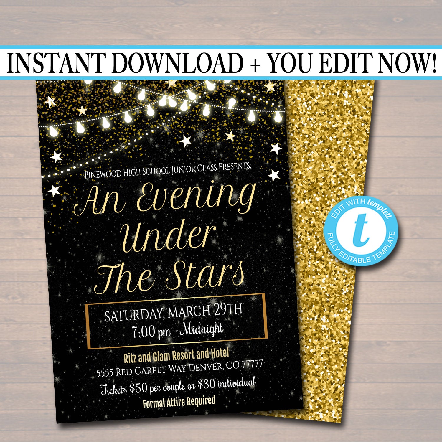 Starry Night Theme Party Invitations