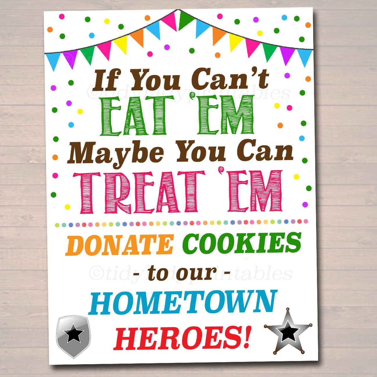 Cookie Booth Sign, If You Can't Eat 'Em Treat 'Em, Donate Cookies For ...