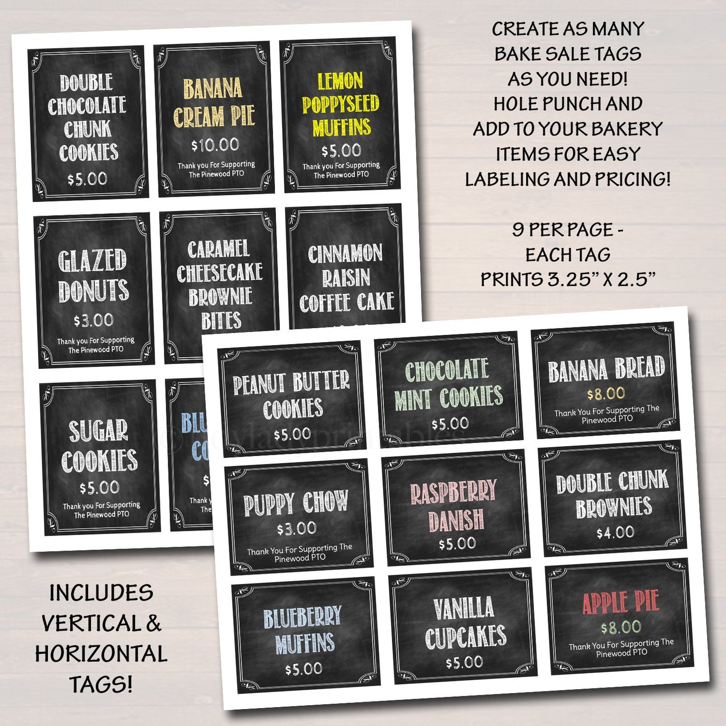 Bake Sale Tags, Printable PTA, PTO Flyer, School Family Fundraiser Eve ...