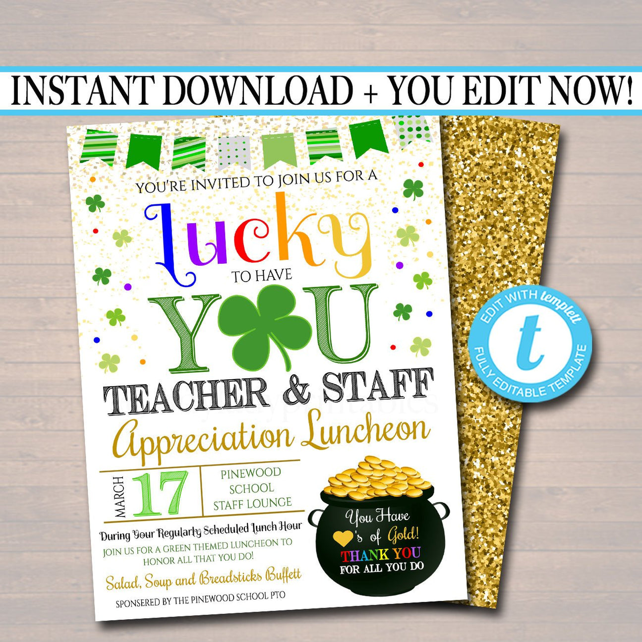 St. Patricks Day - Teacher Appreciation Luncheon Invitation — TidyLady ...